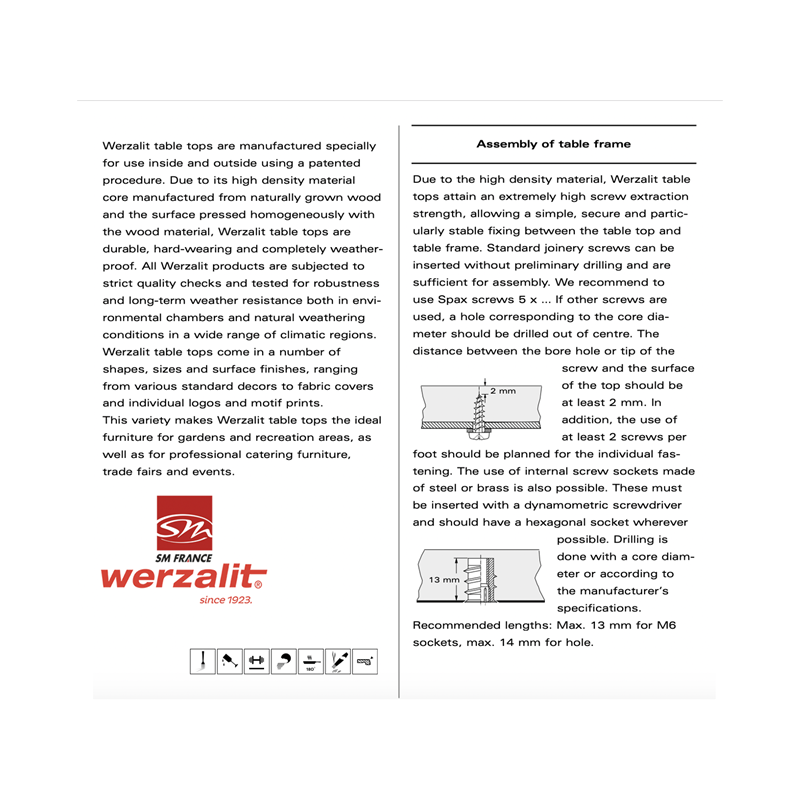 OUTDOOR - Werzalit table top Color Grey Use Exterior Delivery 2-3 days